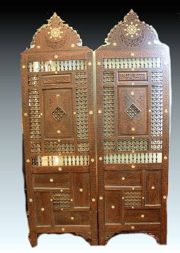 Middle Eastern, Syrian Wood Folding Screen Panels. Size