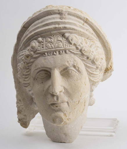 Ancient Palmyran Limestone Head Ca. 3rd 5th Century A.d