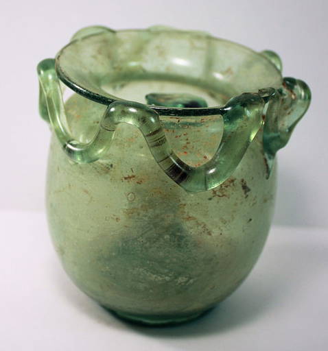 Ancient Roman Green Glass Jar C.2nd/3rd Cent Ad