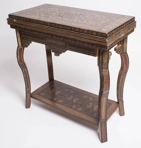 Antique Middle Eastern Syrian Wood Game Table