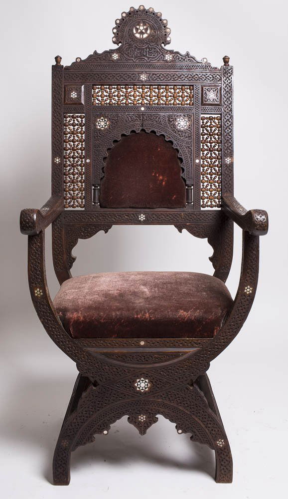 19th Century Syrian Middle Eastern Throne Chair