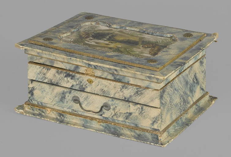 Cardboard Sewing Box With An Embroidery Template,