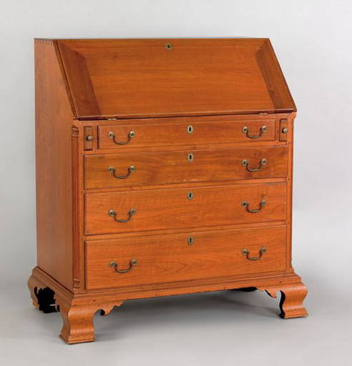 440: Pennsylvania Chippendale walnut slant front desk - Oct 03, 2009 ...