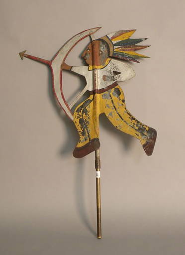 Painted Zinc Indian Weathervane, 20th C., 17'' H.