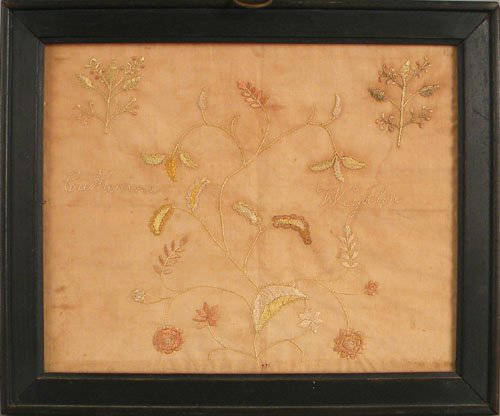 Three Silk On Linen Samplers, 19th C., Together W