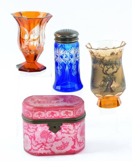 Ruby Flash Dresser Box Together With A Cut Glass