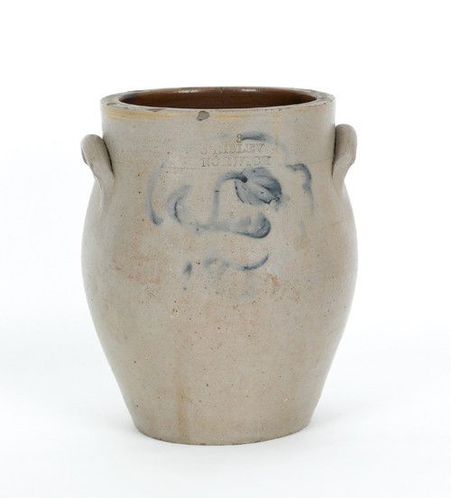 S. Risley Norwich Blue Decorated Stoneware Crock,