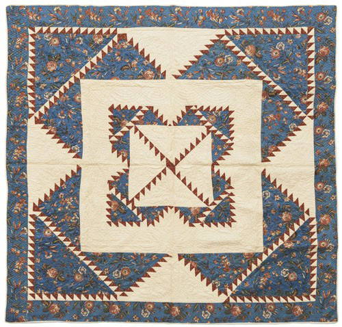 Pennsylvania Diamond And Sawtooth Chintz Quilt,