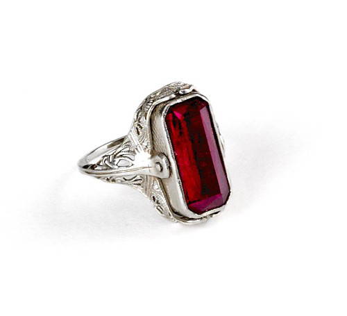 14k White Gold Cameo And Ruby Flip Ring In A Fili