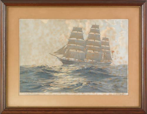 Three Nautical Lithographs, 19th C., One Signed
