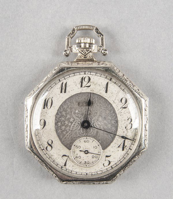 14K white gold Elgin octagonal form pocket watch - Jun 12, 2013 | Pook ...