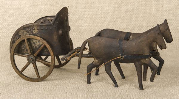 Homemade tin horse drawn chariot, 12 1/4'' l. - Sep 06, 2013 | Pook ...