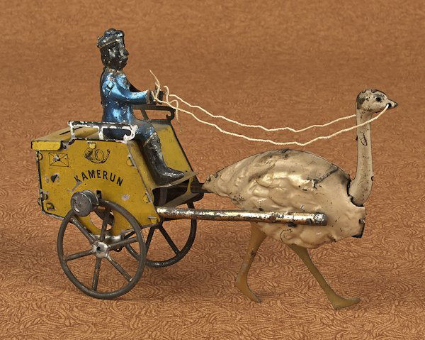 Lehmann tin wind-up Kamerun ostrich cart, 6 1/4 - Sep 06, 2013 | Pook ...