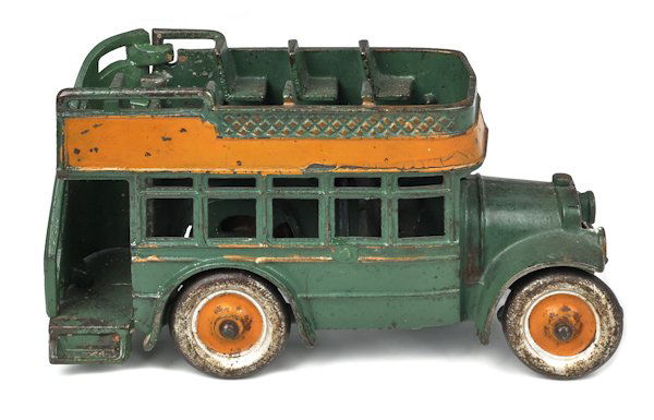 Kenton cast iron double decker bus, 7'' l.