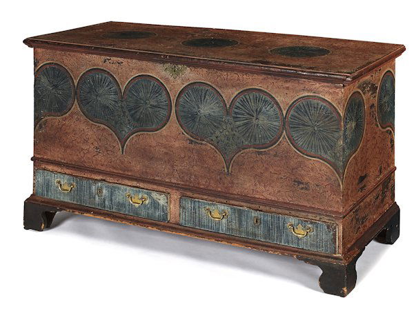 Pennsylvania painted dower chest, late 18th c., w