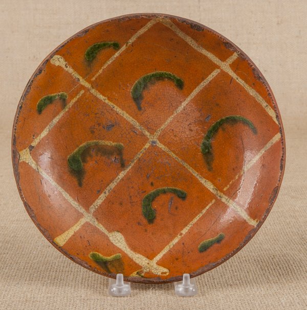 Redware pie plate, 19th c., with yellow and gre - Oct 11, 2013 | Pook ...