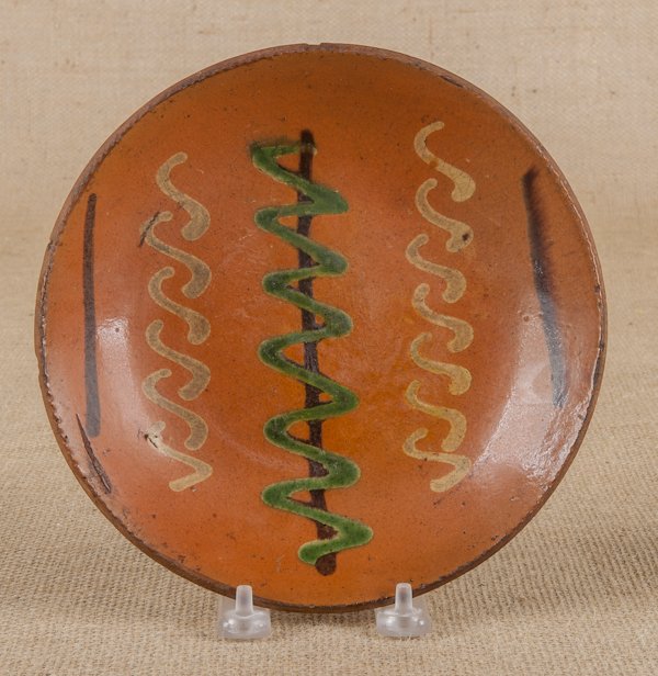Redware pie plate, 19th c., with yellow and gre - Oct 11, 2013 | Pook ...