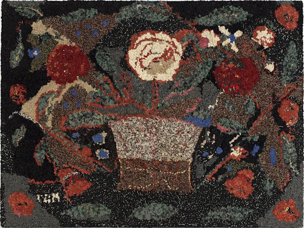 Hooked rug of a basket of flowers, early 20th c., - Dec 12, 2013 | Pook ...