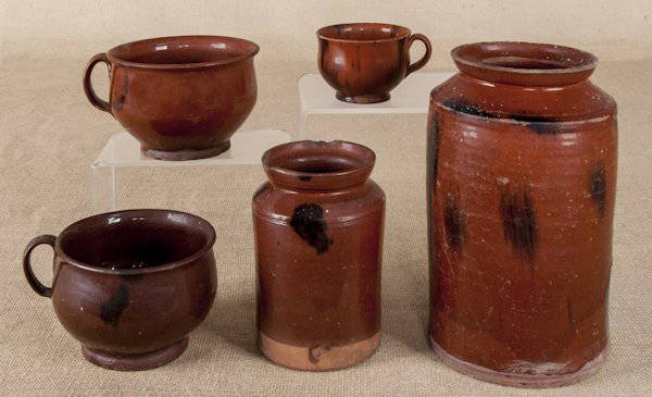 Five Pieces Of American Redware, 19th C., To In