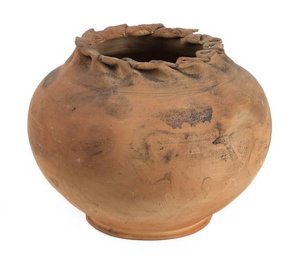 George Ohr Unglazed Redware Bowl With A Crimped