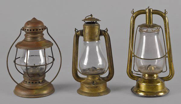 Three Brass And Tin Carry Lanterns, 19th C., One