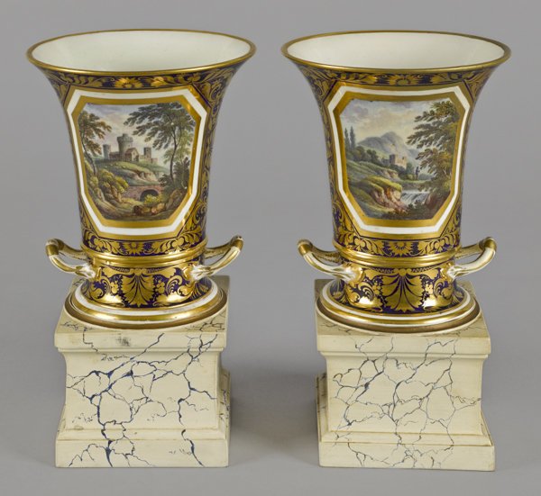 Pair Of Royal Crown Derby Vases With Landscape De