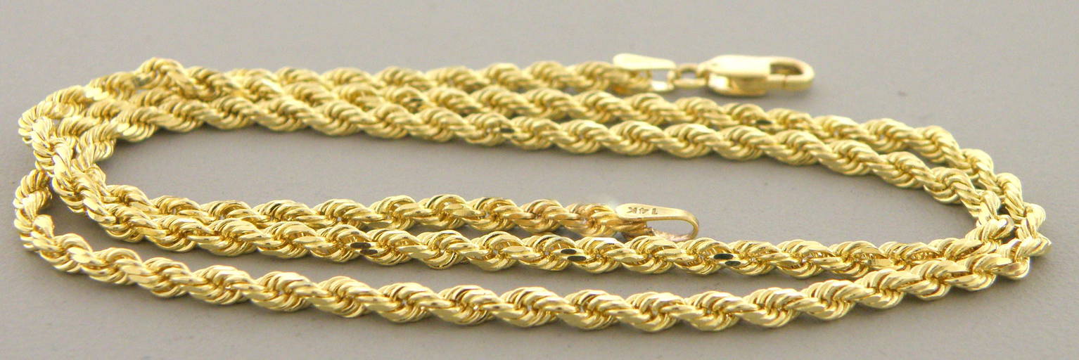 14K YELLOW GOLD 4MM SOLID ROPE CHAIN HEAVY 20" (#0360) on Oct 24, 2021 ...