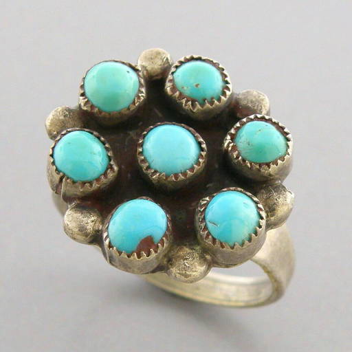 VINTAG NAVAJO STERLING SILVER TURQUOISE SNAKE EYE RING (#0418) on Jan ...