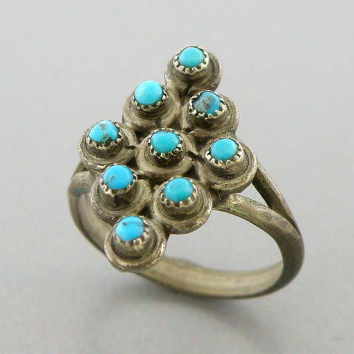 VINTAGE NAVAJO STERLING SILVER TURQUOISE SNAKE EYE RING (#0707) on Jan ...