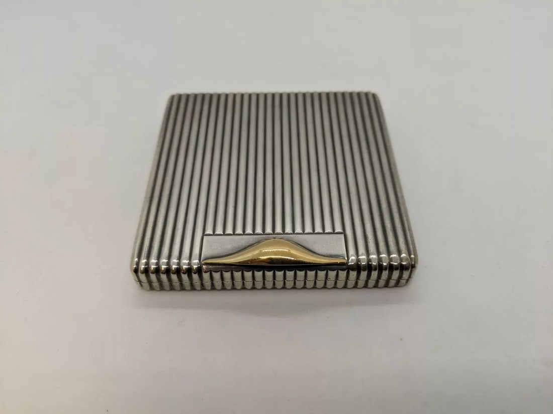 Alfred Dunhill Paris Sterling Silver & 18k Gold Make Up Compact Case W ...