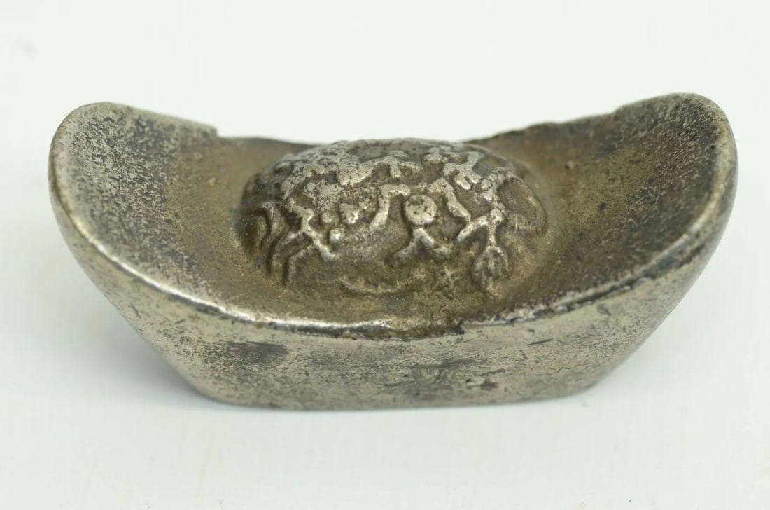 Antique Yuanbao Sycee Chinese Boat Silver Ingot 1820 Qing Dynasty Rare ...