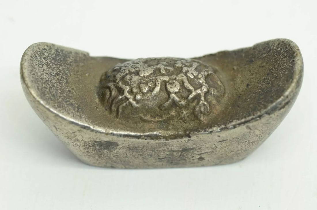 Antique Yuanbao Sycee Chinese Boat Silver Ingot 1820 Qing Dynasty Rare ...