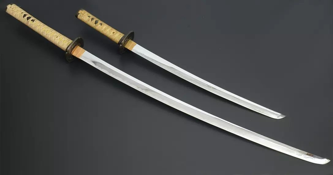 Authentic Japanese Katana Samurai Sword Display Set 2 Replica Steel ...