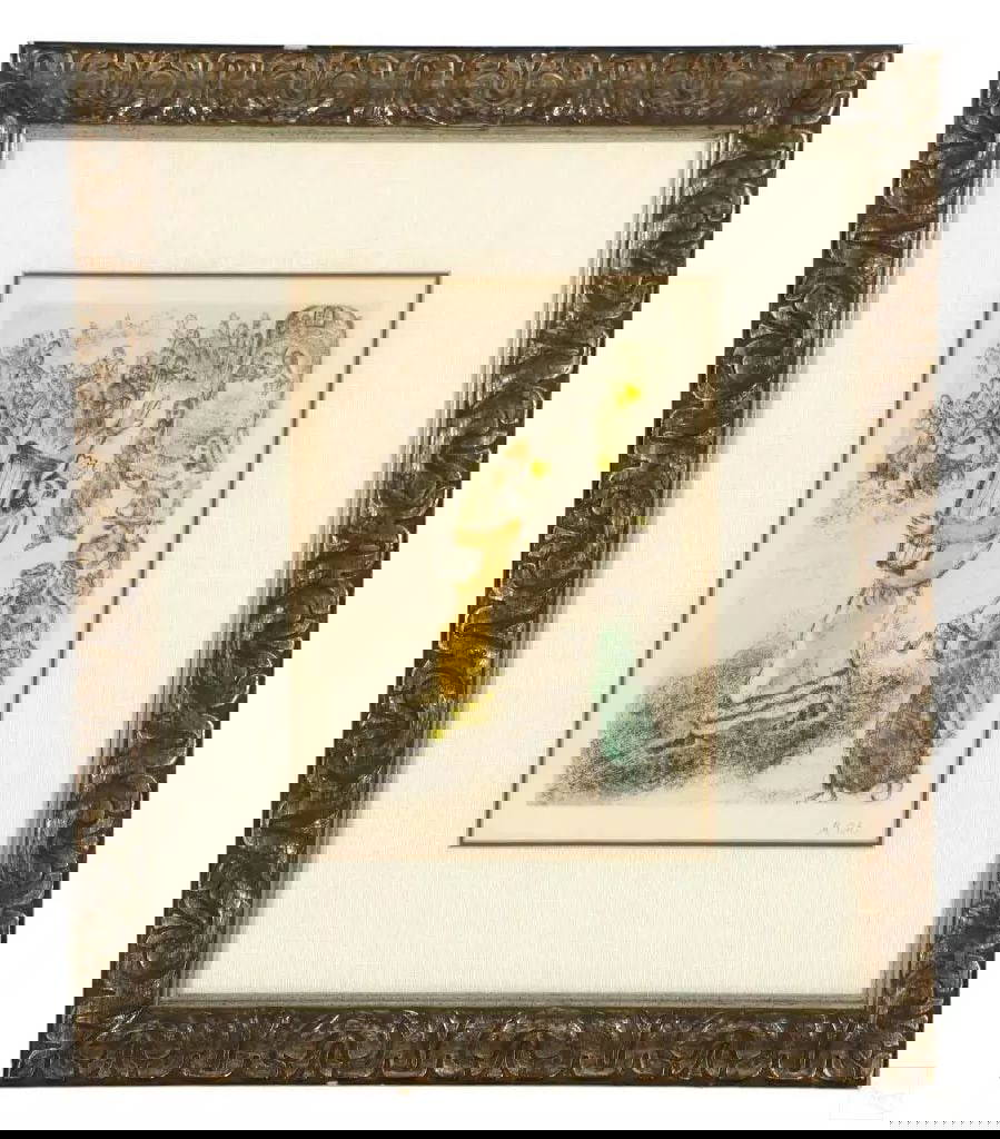 Important Handcolored Marc Chagall Etching Merrill Chase Galleries Auction