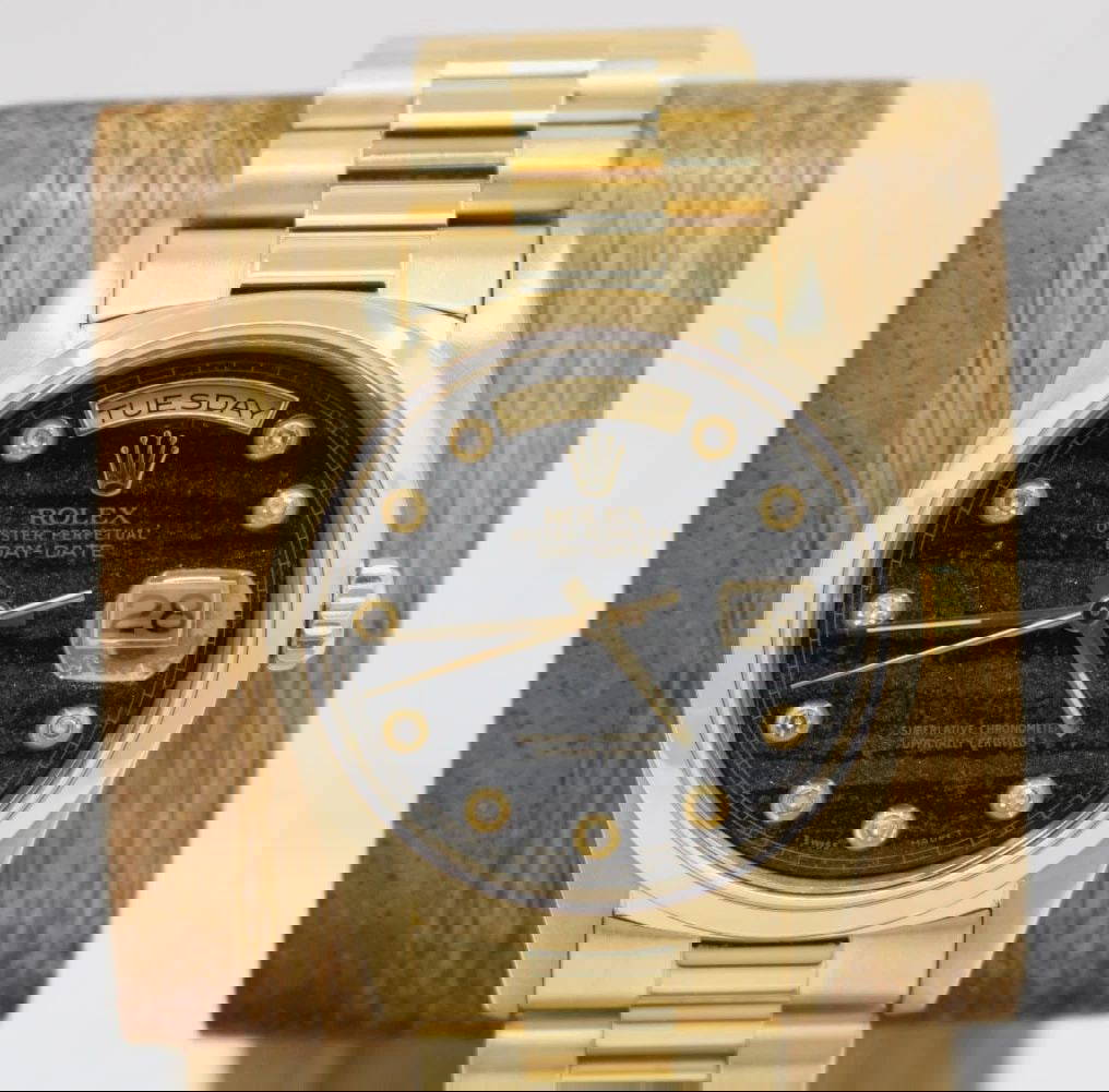 Rolex President Day-date 18k Gold 36mm Ferrite Diamond Dial Watch Full ...