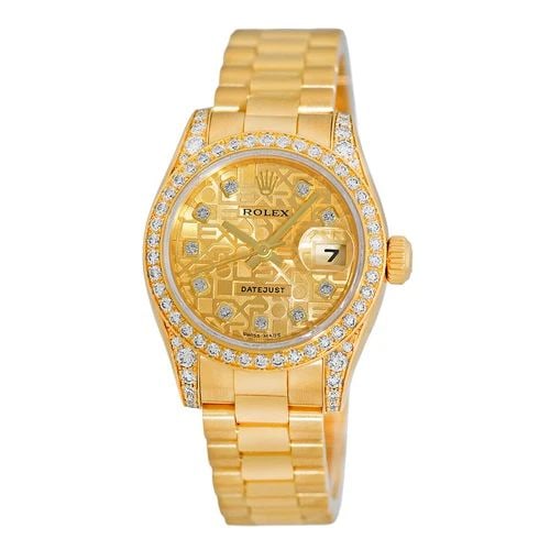 Rolex Lady 18k Yellow Gold 26mm Factory Diamond President 179158 Box ...