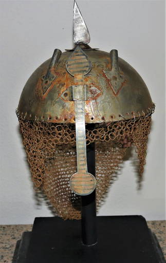 Vintage Indo Persian Mughal Islamic Script Helmet