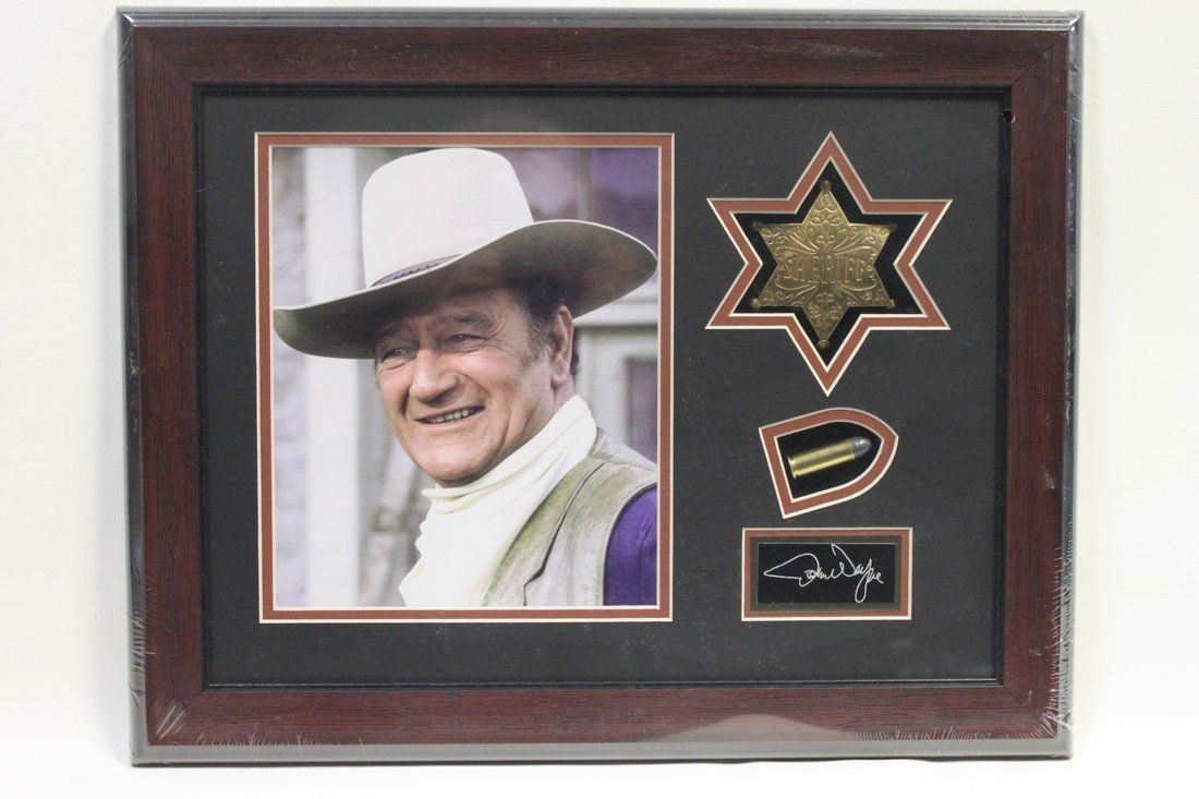 John Wayne Plaque with Photo, Sheriffs Badge and Bullet