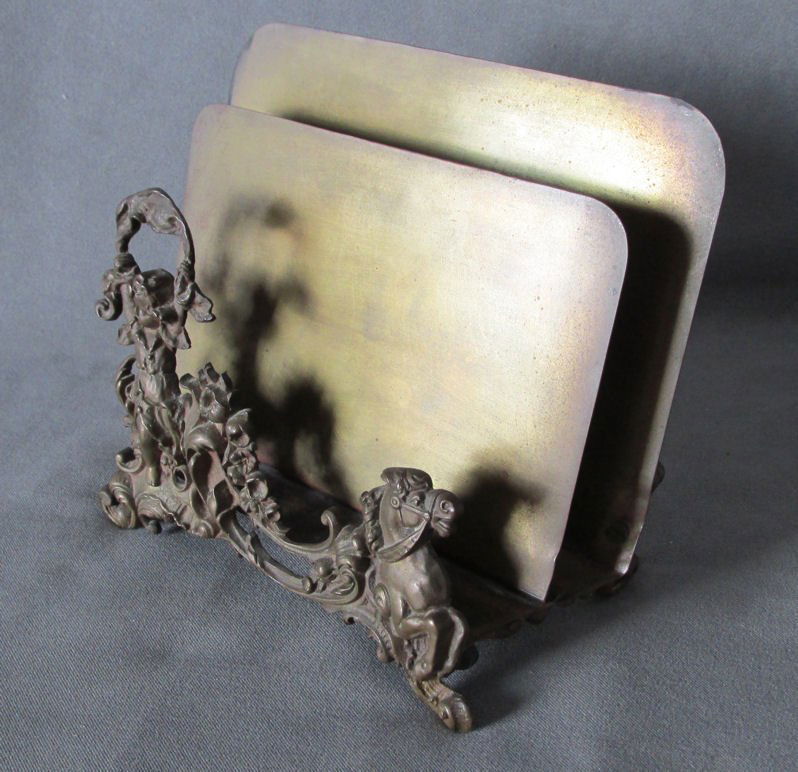 Antique Victorian Desk Top Letter Holder with Cherub