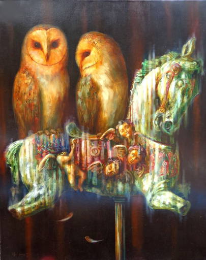 On The Carousel Oil Original Nacho Ramirez 32 X39