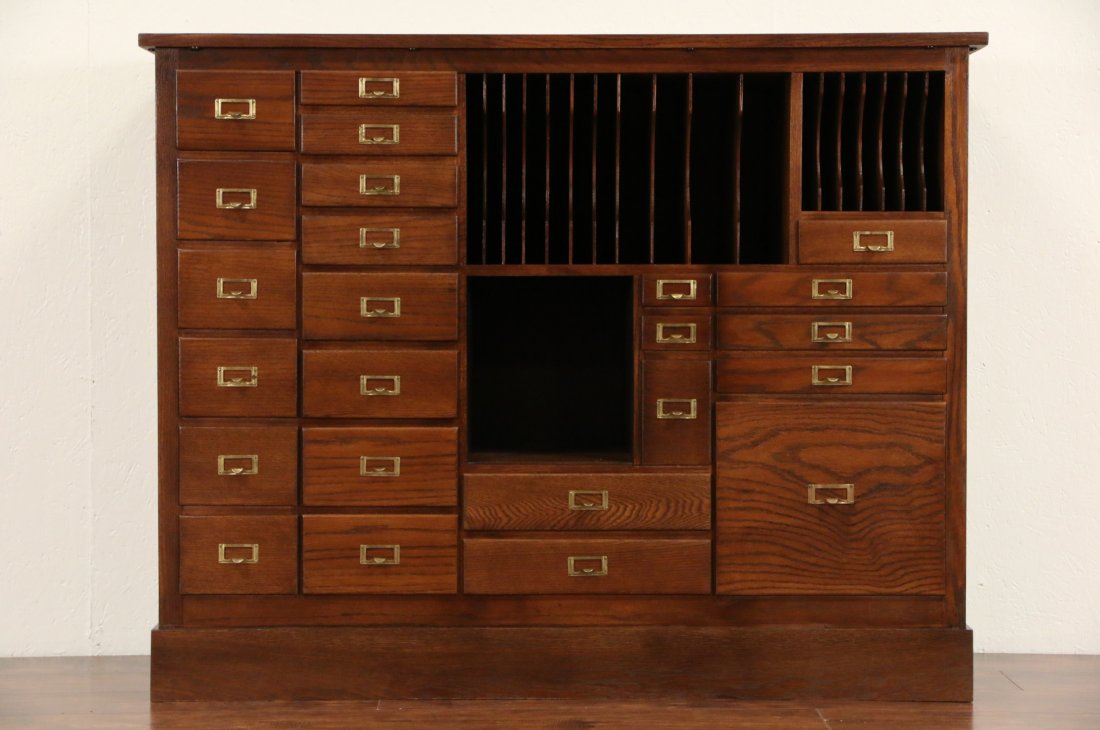 Oak 1910 Antique 24 Drawer Library or Office File