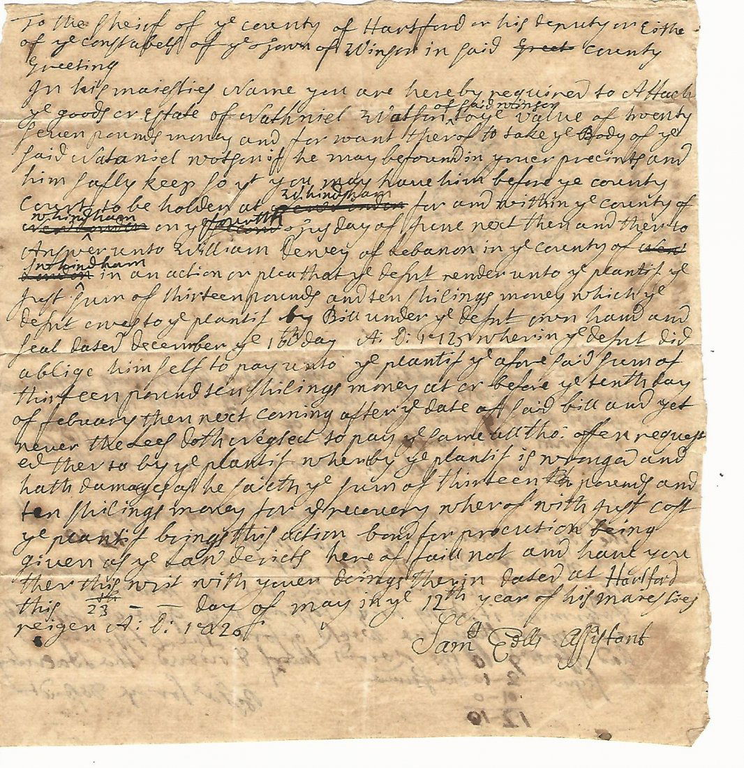 1726 Manuscript Colonial Sheriff Writ Signatures