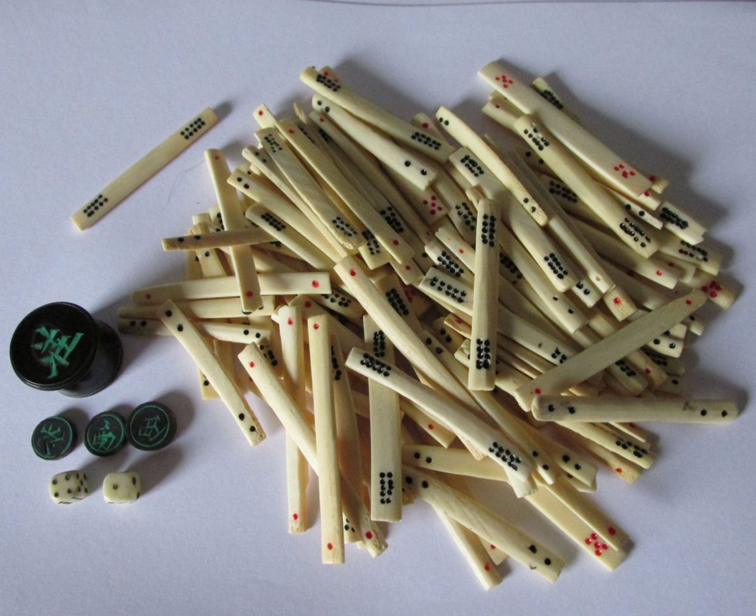 Antique Asian Mahjong Game Counters, Gambling Markers