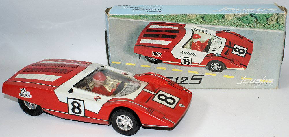 Vintage 1969 Tin Friction Ferrari 512 S Race Car With