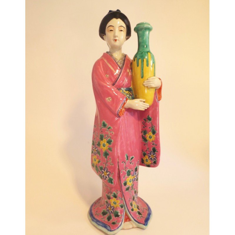 Pink Geisha With Large Vase