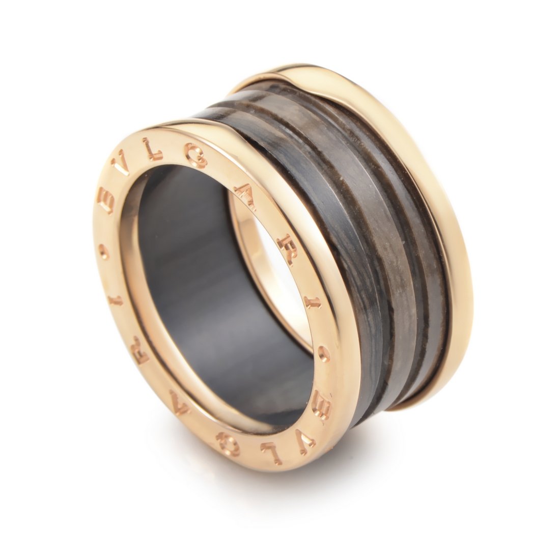 B.ZERO1 18K Rose Gold & Brown Marble Band Ring