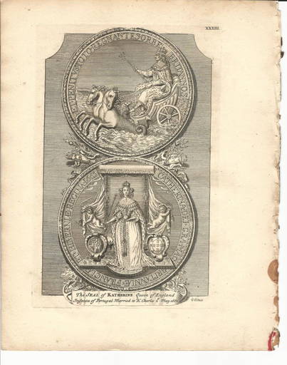 1753 Engraving Seal Of Katherine Queen Of England