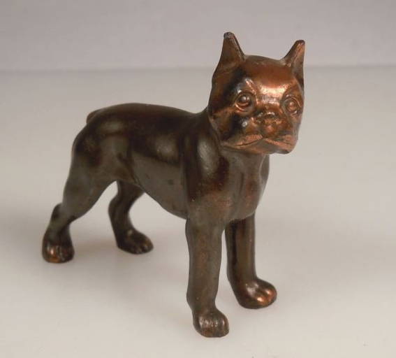 Vintage Solid Metal Boxer Dog Figurine