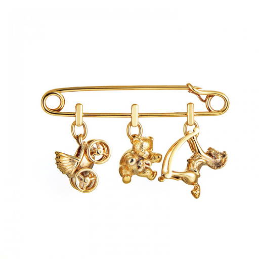 Cartier 18k Yellow Gold Charm Safety Pin