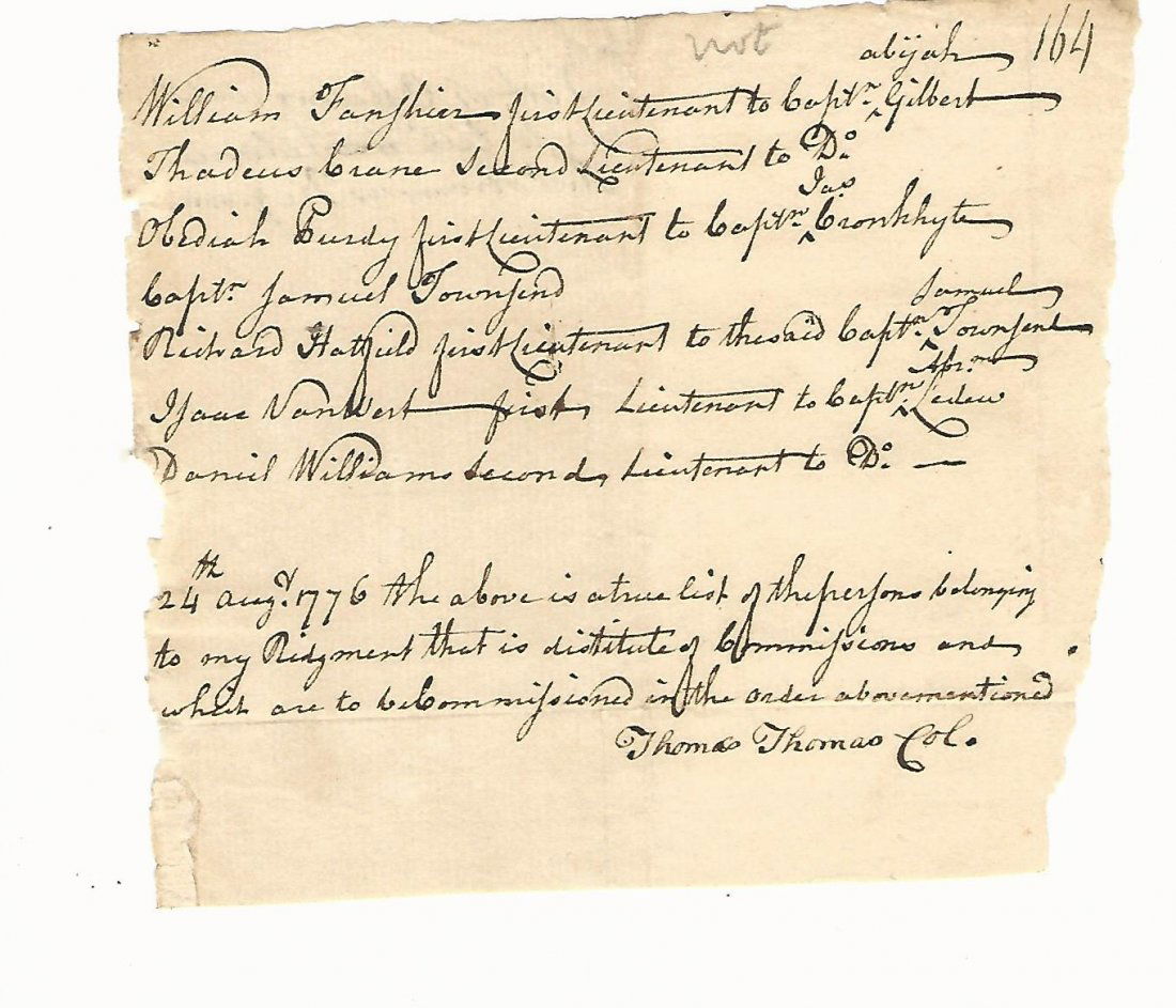 1776 Manuscript Revolutionary War Enlistments